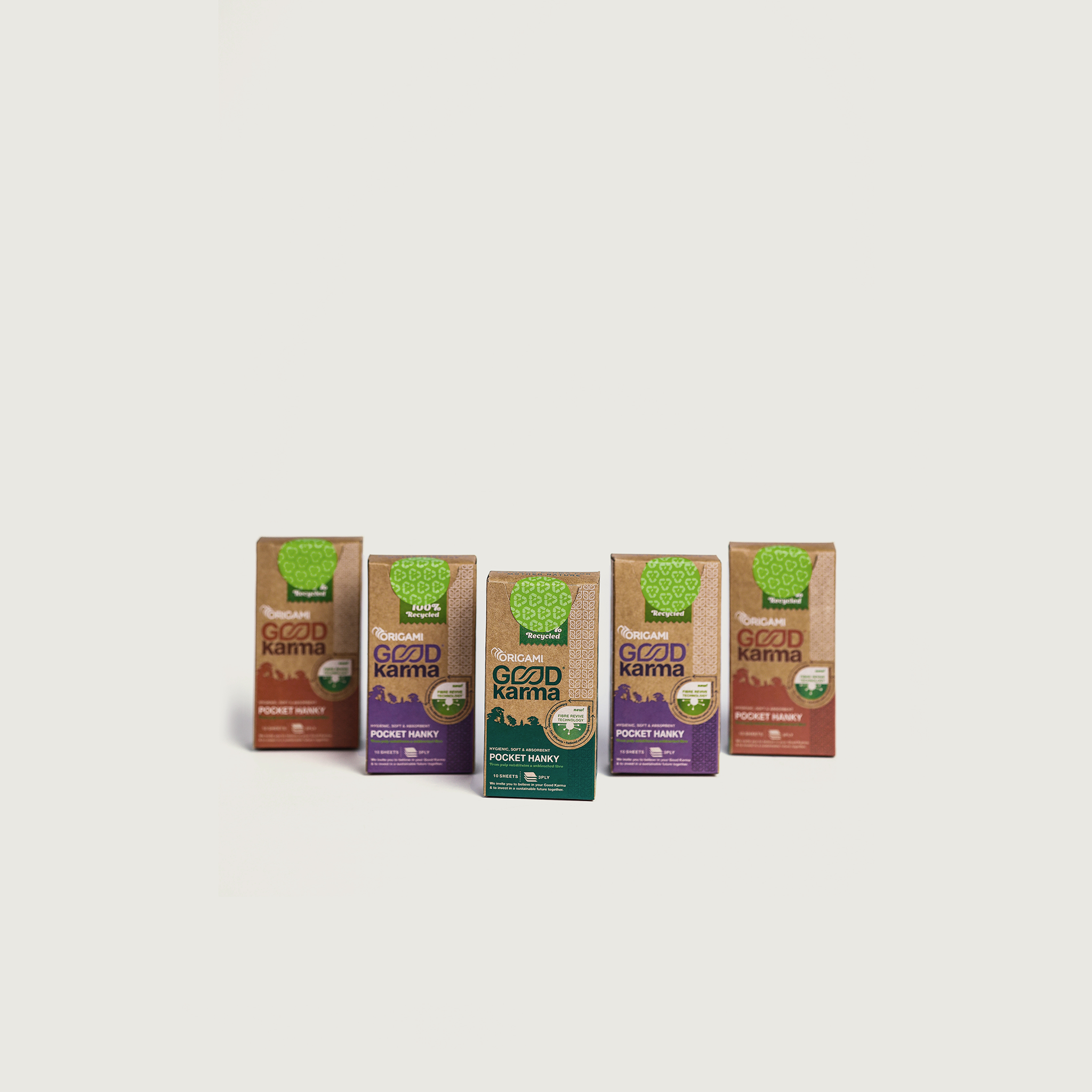 Origami Good Karma Pocket Hanky, 10 Pulls- Pack of 5